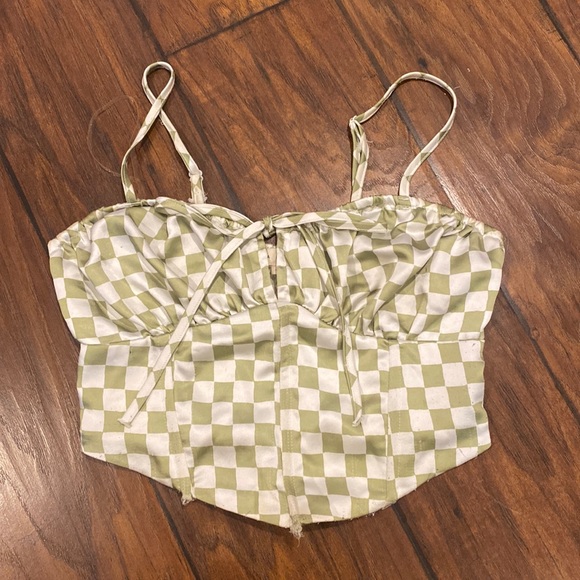 La Hearts | Tops | Green And White Checkered Satin Corset Top La Hearts ...